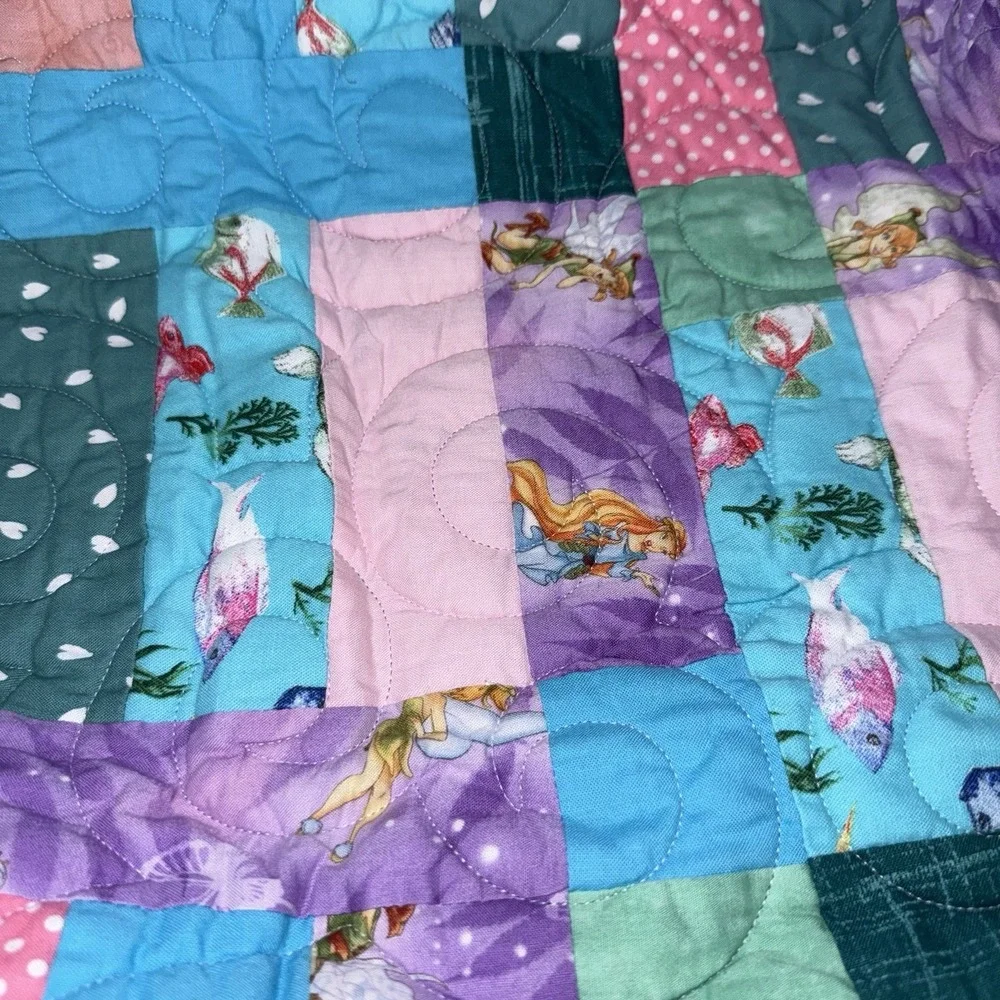 The Unbranded Brand | Bedding | Vtg Baby Quilt Purple Pink And Blue ...